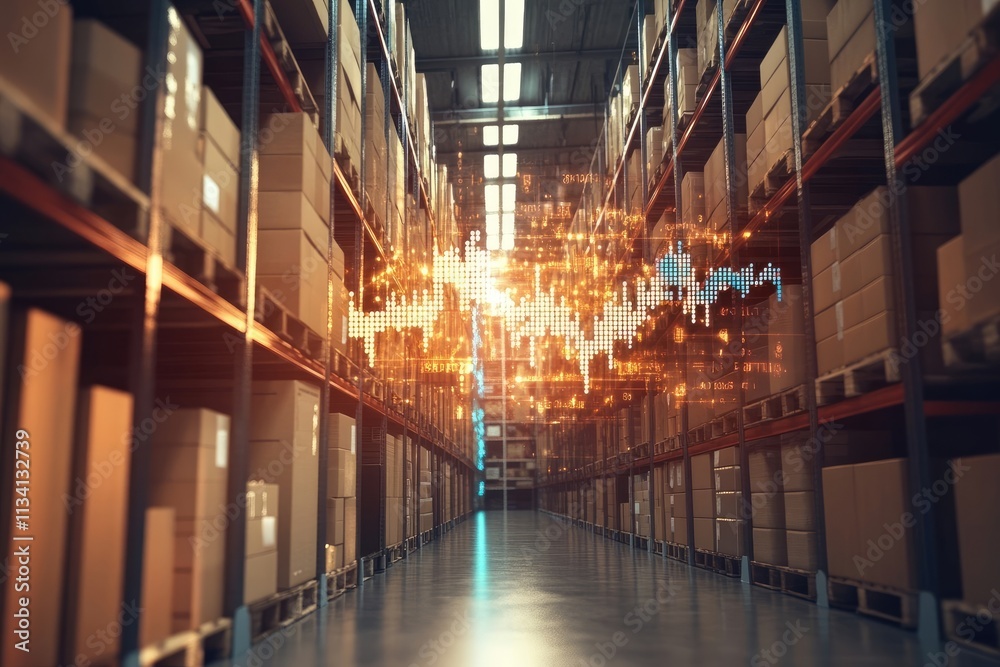 Warehouse Management System with Growing Data Visualization Stock Photo ...