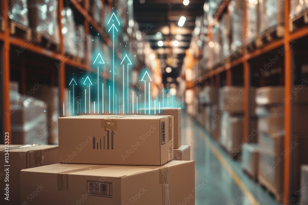 Warehouse Management System with Growing Data Visualization Stock Photo ...