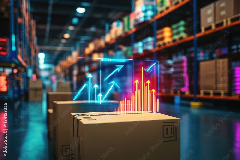 Warehouse Management System with Growing Data Visualization Stock Photo ...