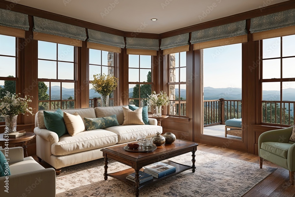 Stunning 3D Visualization of a Cozy Living Room Featuring Large French ...