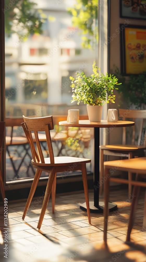 Restaurant cafeteria table chair. anime wallpaper. Ultra realistic ...