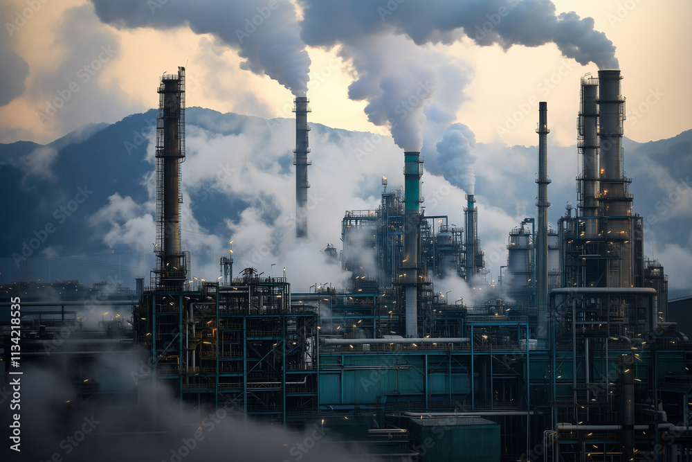 Industrial pollution that drives global warming and CO2 emissions Stock ...
