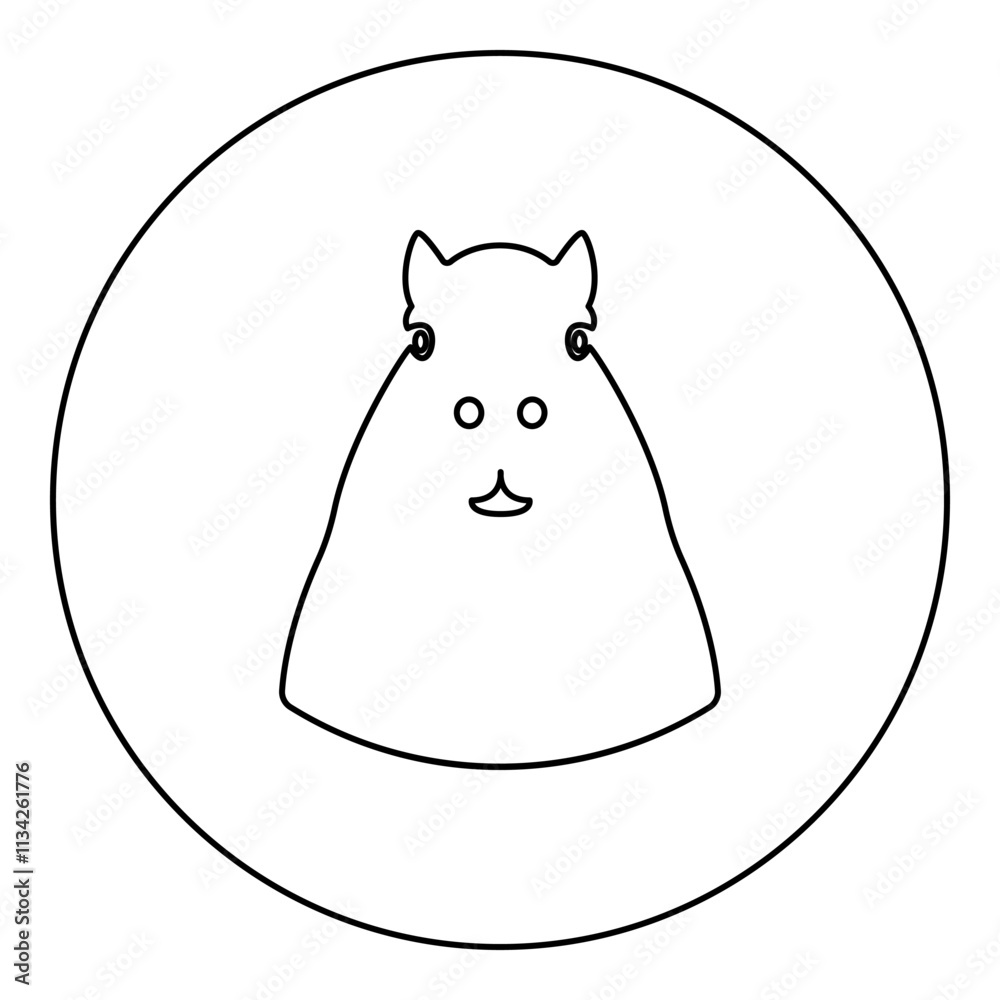 Capybara head icon in circle round black color vector illustration ...