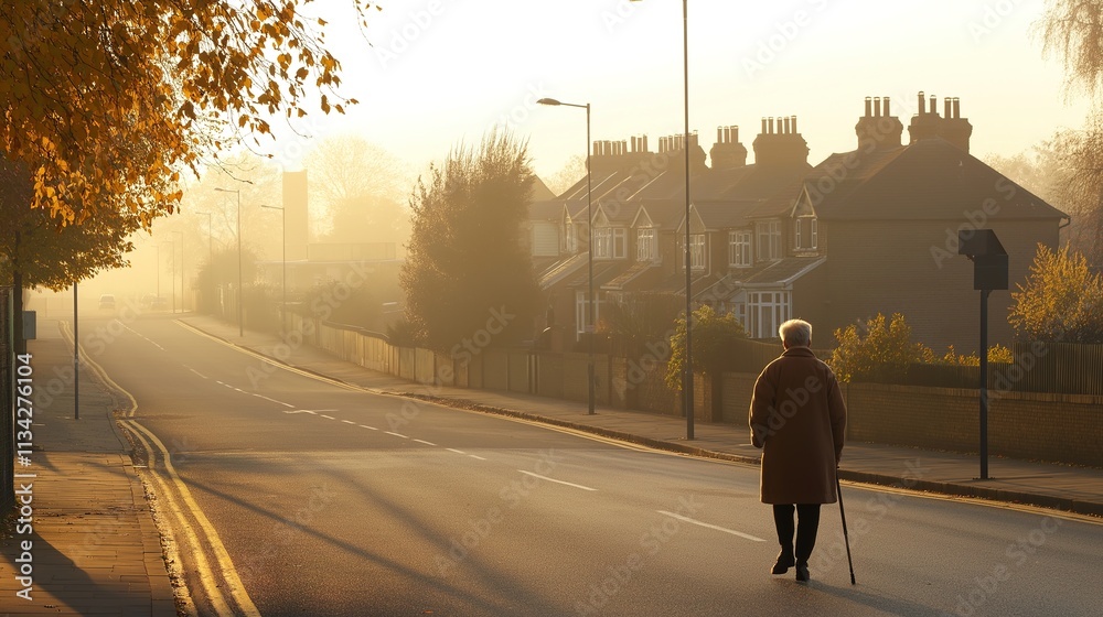 Elderly person walking with cane, symbolizing resilience and ...