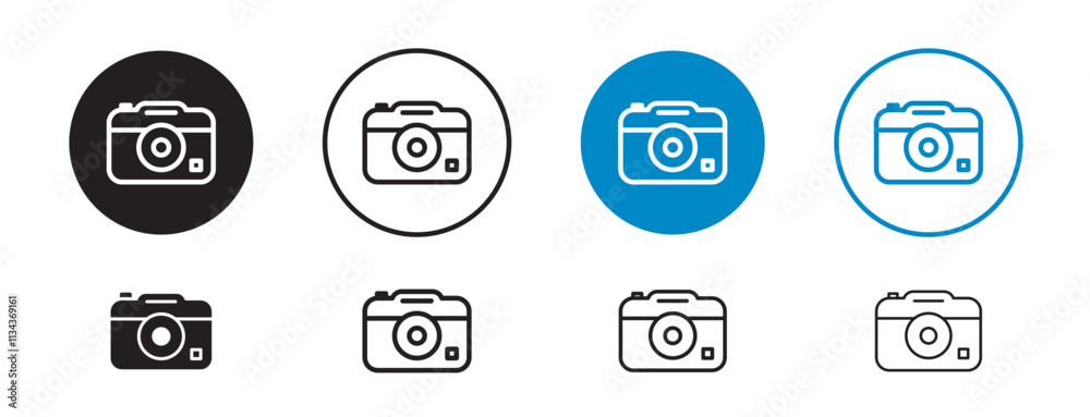 Set of 8 "Camera" icons with an unexpanded vector & 1 silhouette ...
