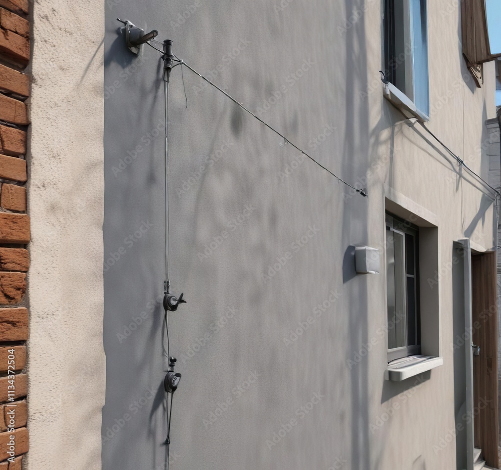 Long wire dipole antenna hanging from a house wall , antenna ...