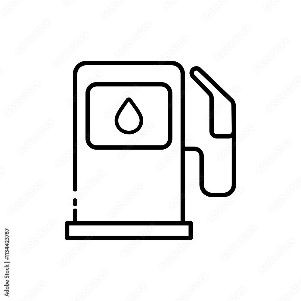 icon Illustration of gas pump design with fuel droplet, ideal for gas ...