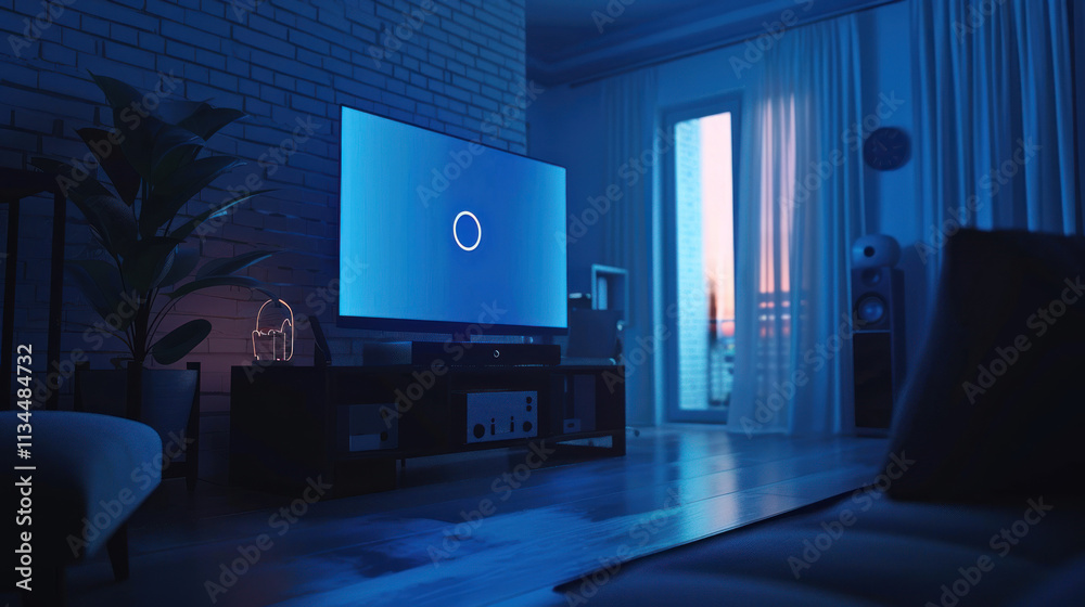 Logo mockup on a digital screen in a dark room, high contrast Stock ...