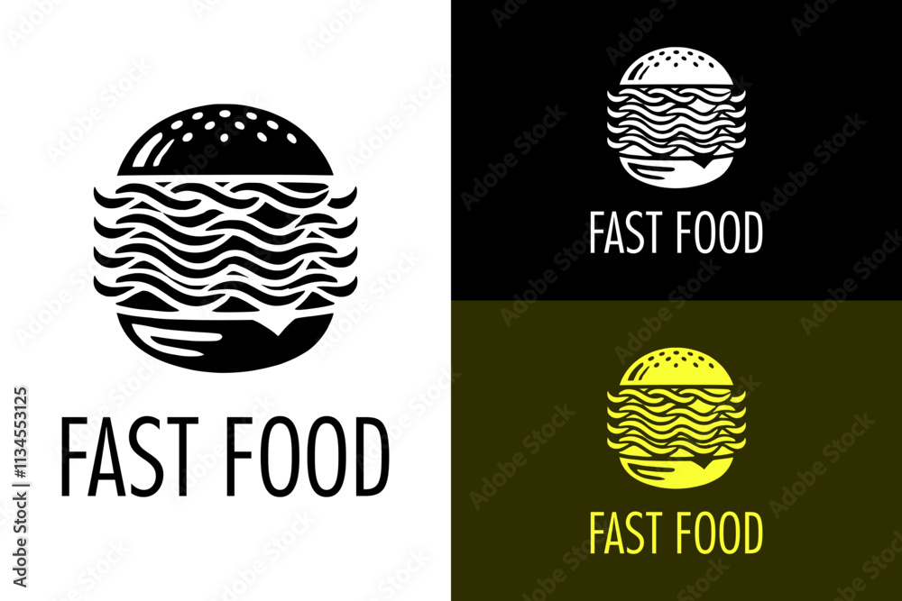 Vector de Stock zinger burger, bun, beef, chicken, kebab, french fries ...