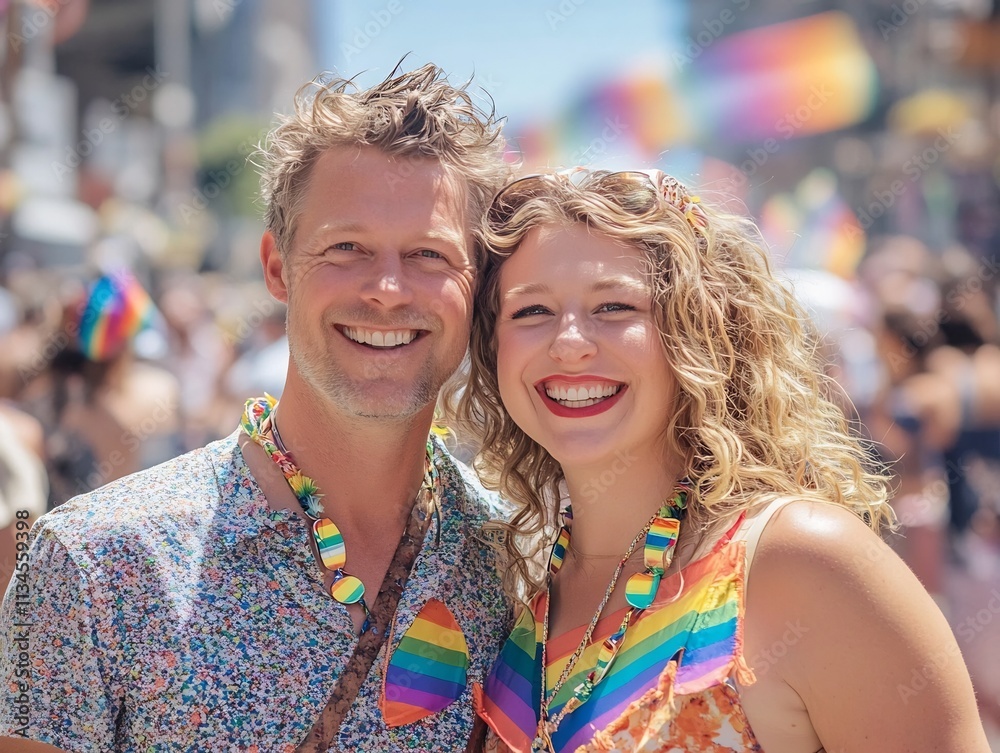 Joyful Pride Parade Couple Celebrating LGBTQ Diversity and Inclusion ...