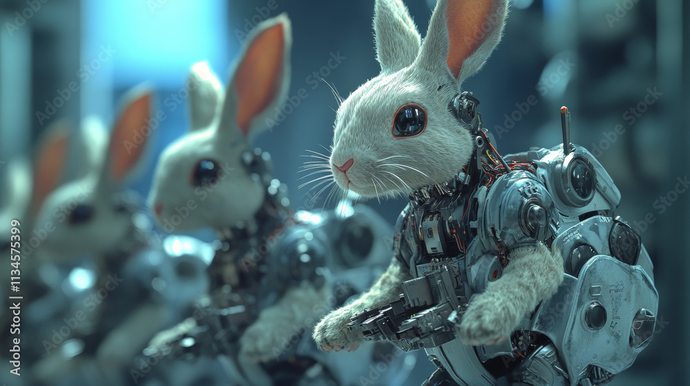 Stock-Illustration „Cartoon set of rabbit robot evolution levels ...