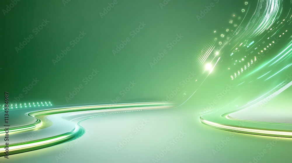 Sleek green futuristic background with high-tech elements and neon ...