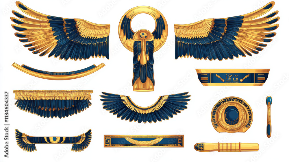 Ancient Egypt ui game gold frame vector symbol. Old egyptian pharaoh ...