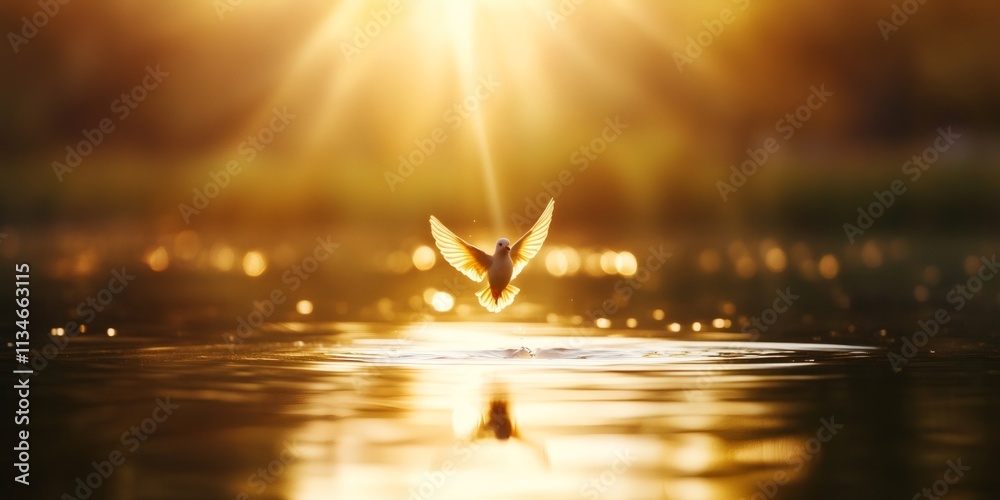 religious baptism art, close-up of tranquil baptism in the jordan river ...