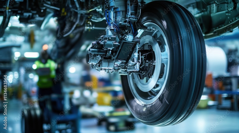 Airplane wheel compartment with mechanical components and hydraulic ...