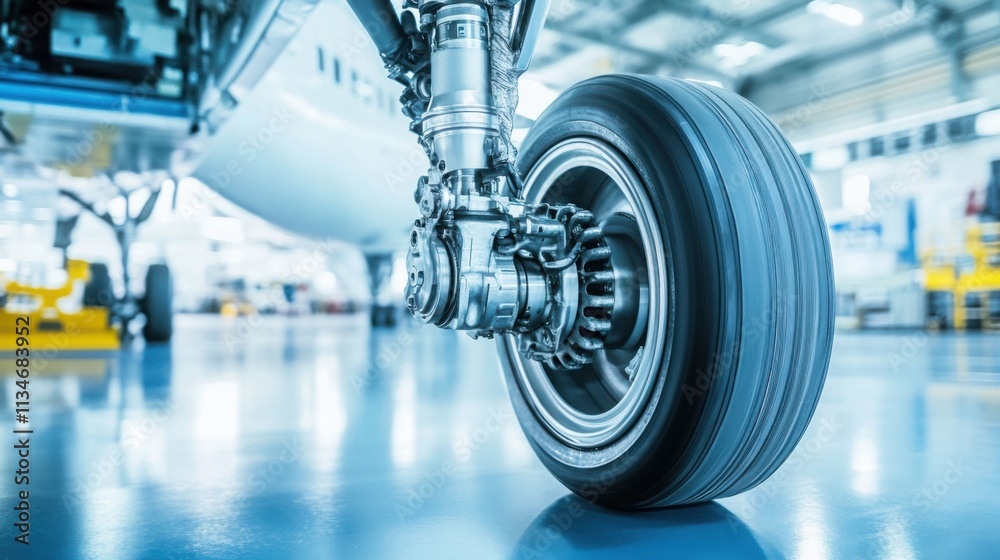 Airplane wheel compartment with mechanical components and hydraulic ...