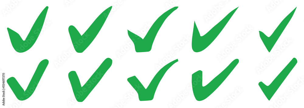 Green check mark icon set. Green check mark, green tick symbols, Tick ...
