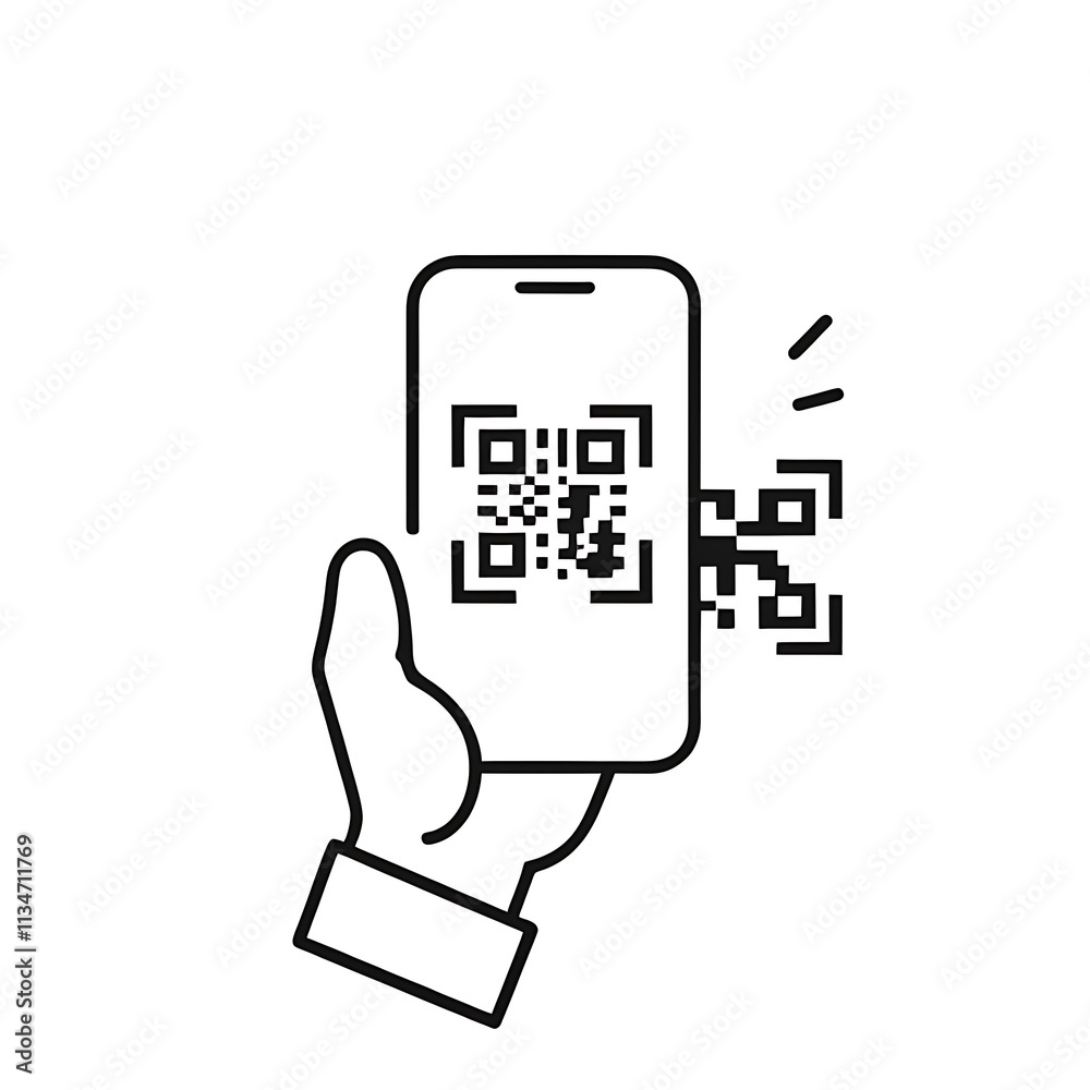 Illustration Stock QR code, Black and White QR Code for Seamless Digital Scanning, scannable QR ...