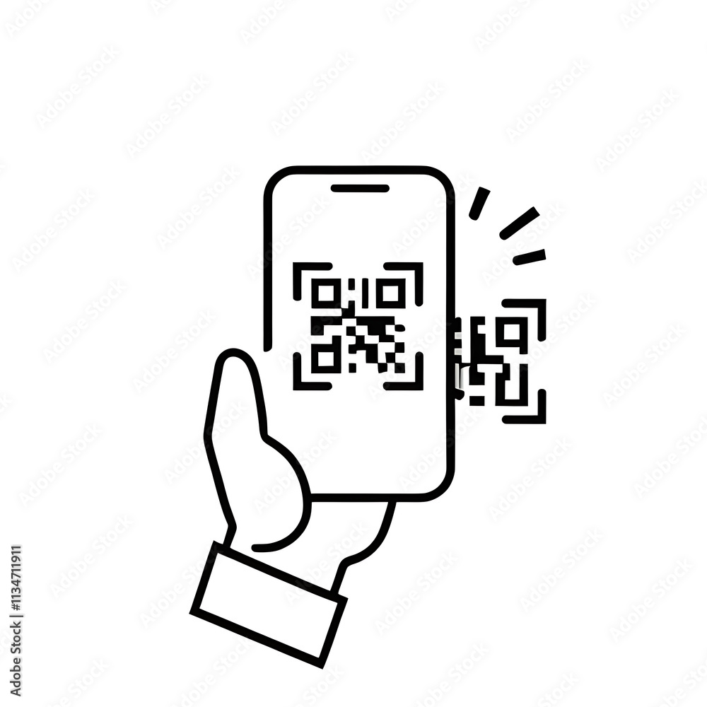 Illustration Stock QR code, Black and White QR Code for Seamless ...
