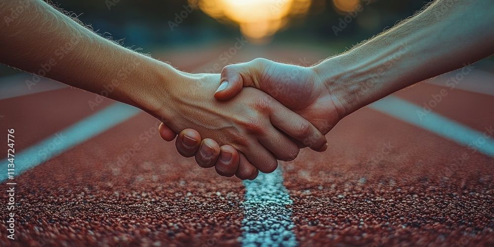 Handshake of Multiracial Athletes Celebrating Friendship and Respect in ...