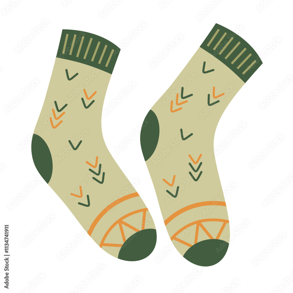 Winter socks clipart. Cute hand draw seasonal object. Vector ...