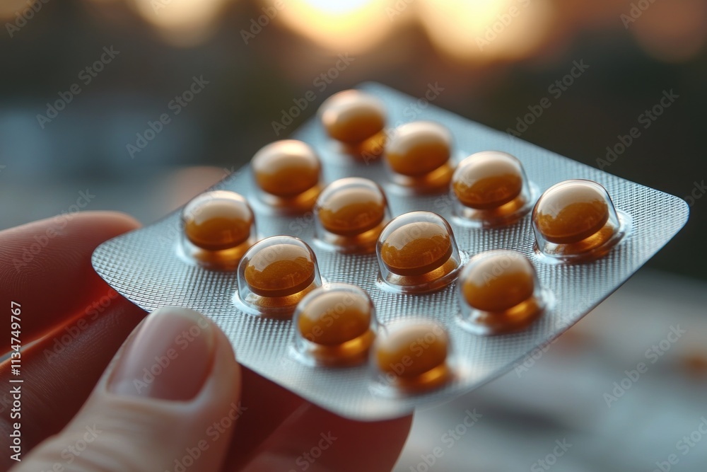 Young Asian Woman Taking Painkiller Tablet from Blister Pack for ...