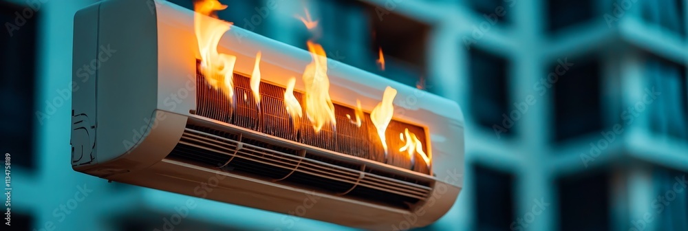 Air Conditioner Fire Hazard - Burning AC unit, fire safety, electrical ...