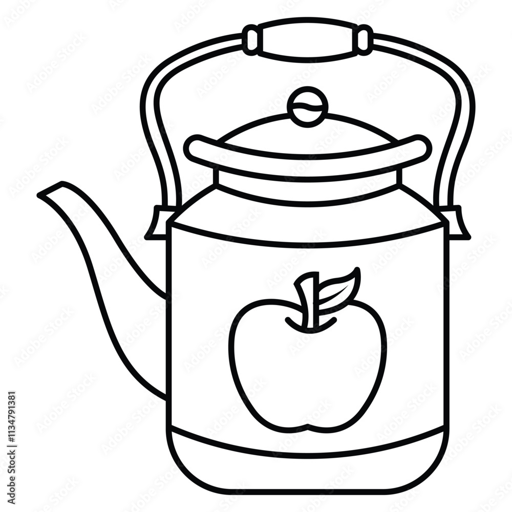 Hand Drawn Cute Teapot Coloring Book Vector Illustration. Bold and Easy ...