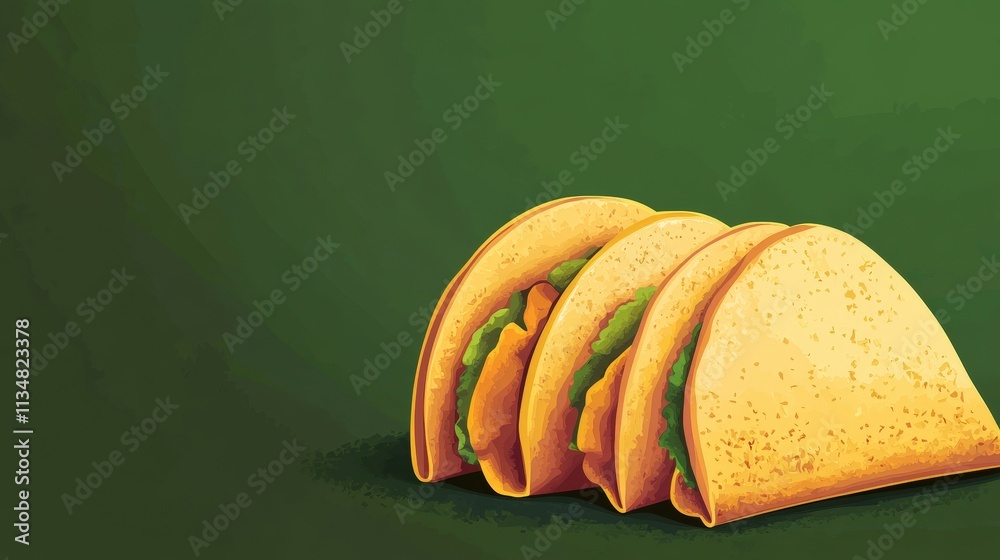 Fresh and Colorful Tacos on a Green Background, Perfect for Food ...