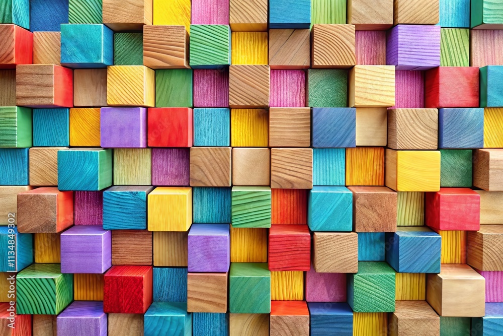 Colorful Wooden Cube Background with Geometric Patterns for Modern ...