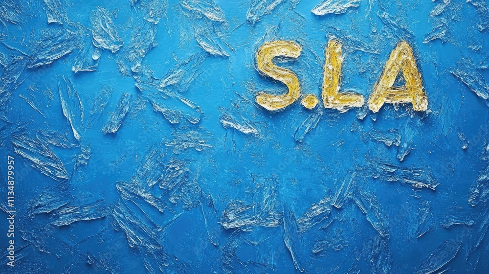 SLA service level agreement concept on textured blue ice background ...