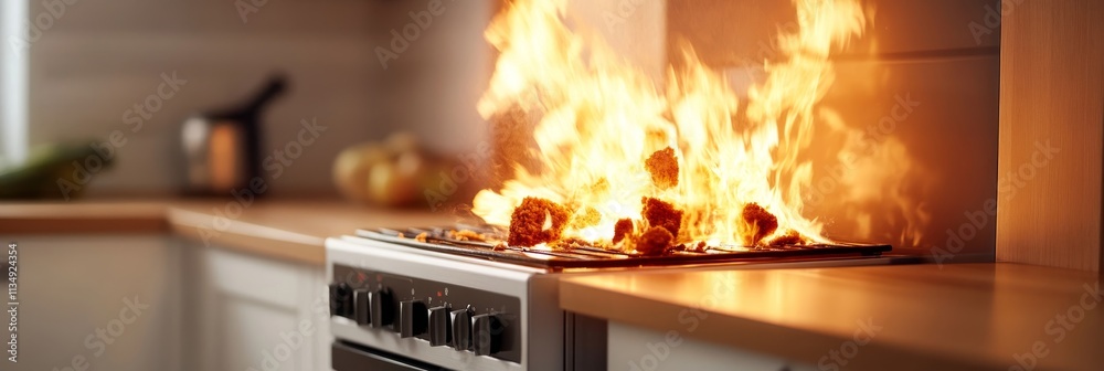 Oven Fire Hazard Warning - Kitchen safety, fire prevention, cooking ...