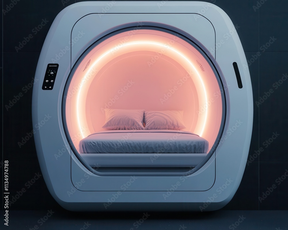 Sleep pod with integrated AI assistant, adjusting to user comfort needs ...