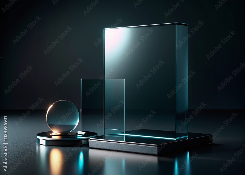 Futuristic UIUX Illustration with Black Glassmorphism Background ...