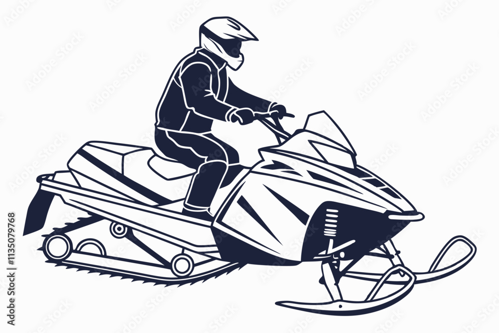 Snowmobile Rider Profile of a rider on a streamlined snow vehicle ...