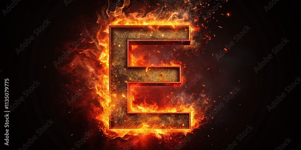 Modern Letter E Logo Design with Embers Effect in Rule of Thirds ...