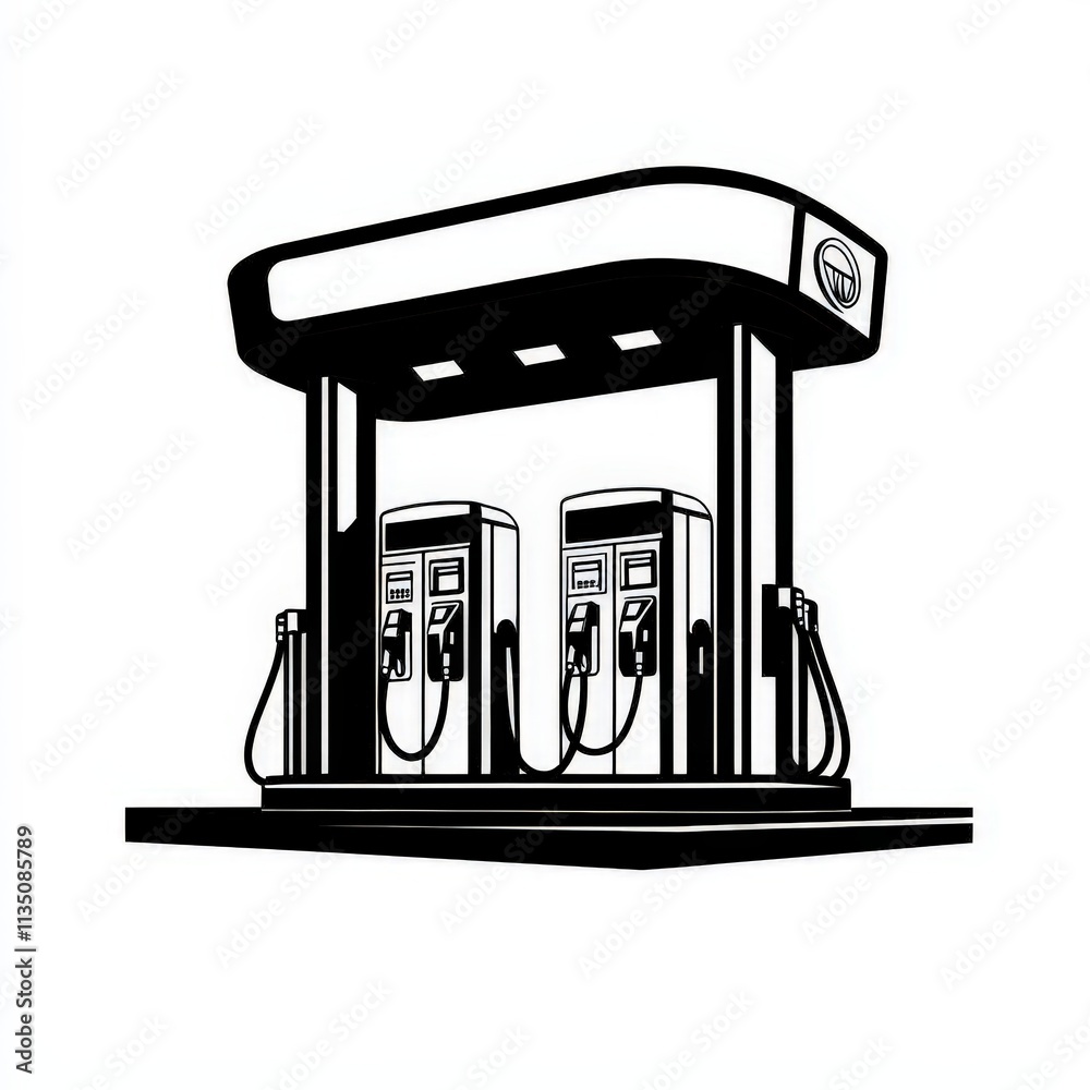 Design of fuel station icon logo illustration isolated on white ...