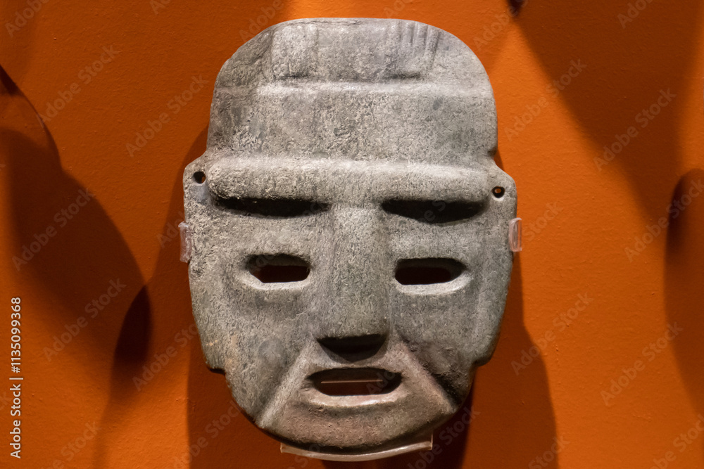 Mexico City, Mexico November 12, 2024: Stone masks found in various ...
