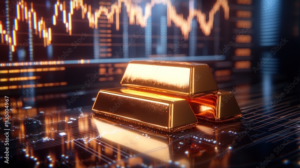 Gold bullion trading analysis financial market stock charts digital ...