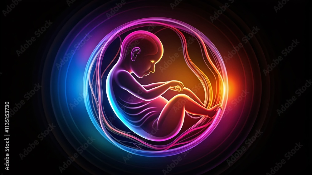 Single-line Art of Embryo in Uterus with Umbilical Cord - Minimalist ...