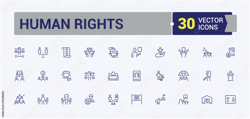 Human Rights line icon collections. Contains related to education ...