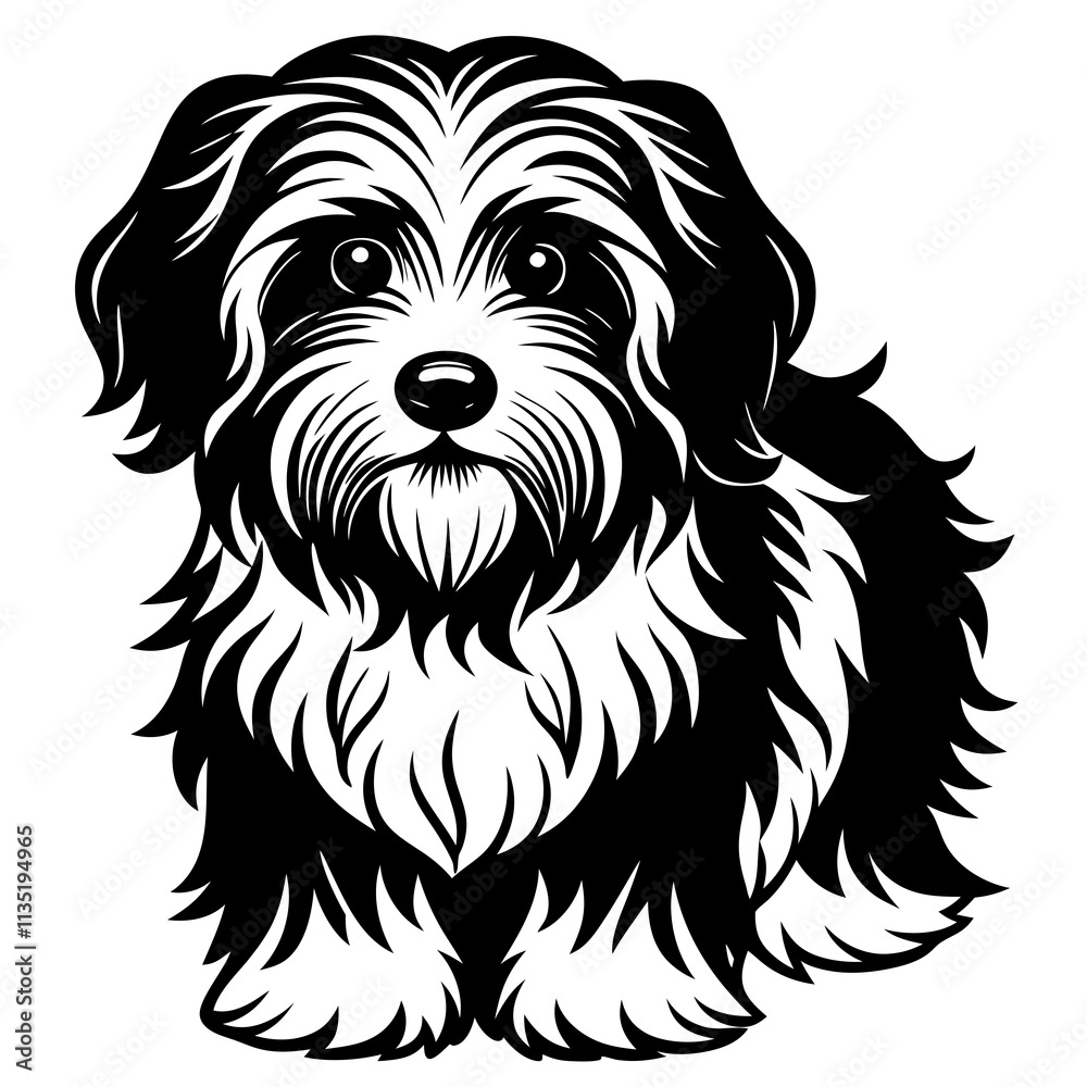 Havanese dog black silhouette vector with white background Stock Vector ...