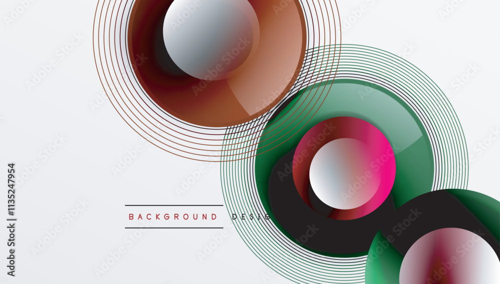 Abstract composition of overlapping circles with smooth gradients and transparency effects ...