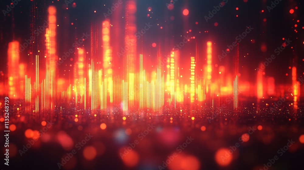 Translucent vertical histogram bars glowing highlights interactive ...