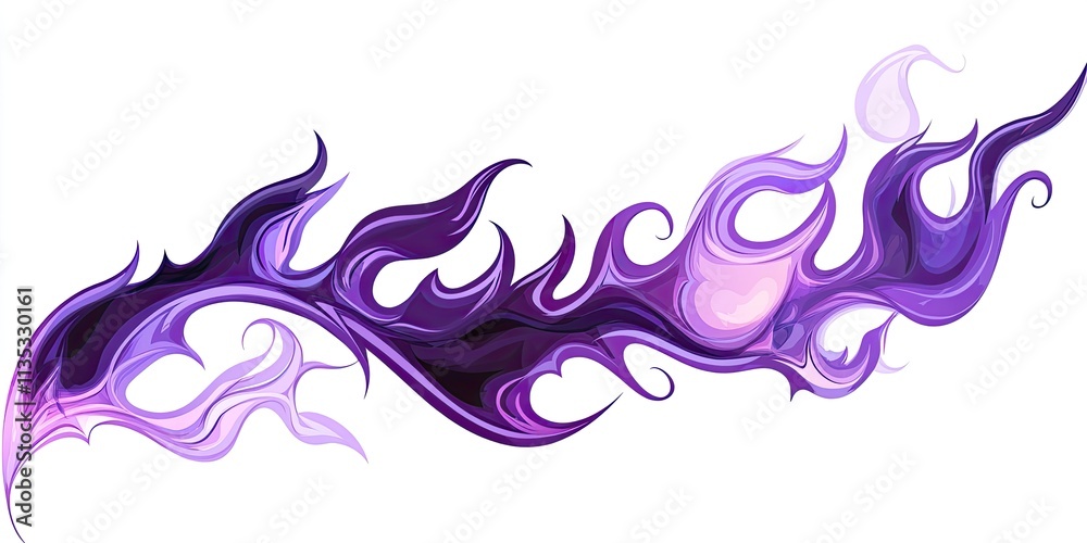 Purple flames vector on a white background. The image features a purple ...