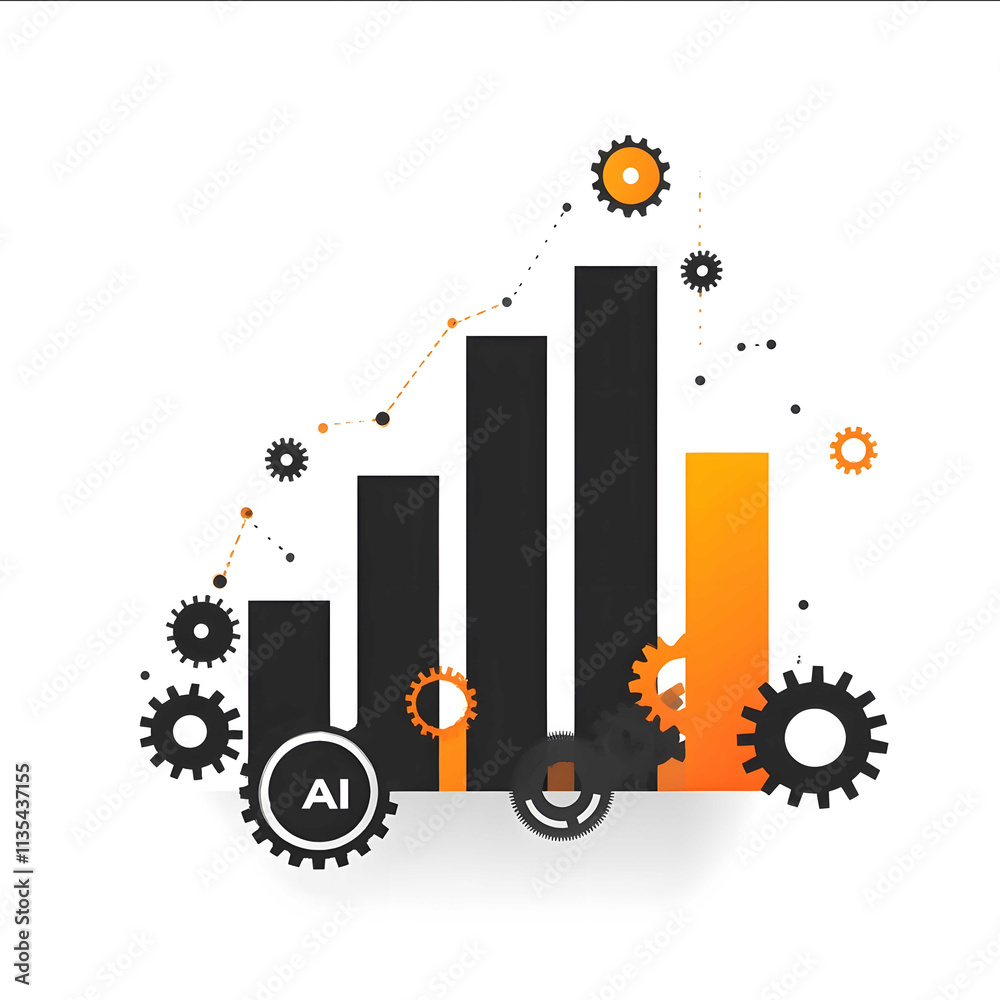 Create a modern logo featuring a vertical bar chart with bars of ...