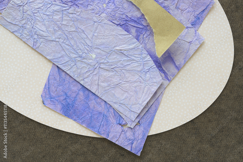 cut paper shapes with rag texture on cut paper shape with curve edge on ...