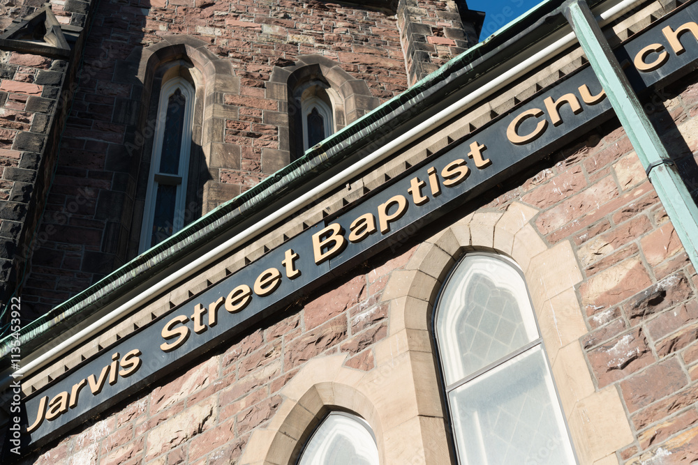 sign outside Jarvis Street Baptist Church, designed by Horwood & White ...