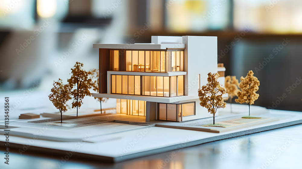 Architectural drawings and models for residential buildings Stock Photo ...