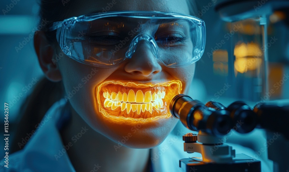 Lab showcase conceptual art merging research and dental science Stock ...